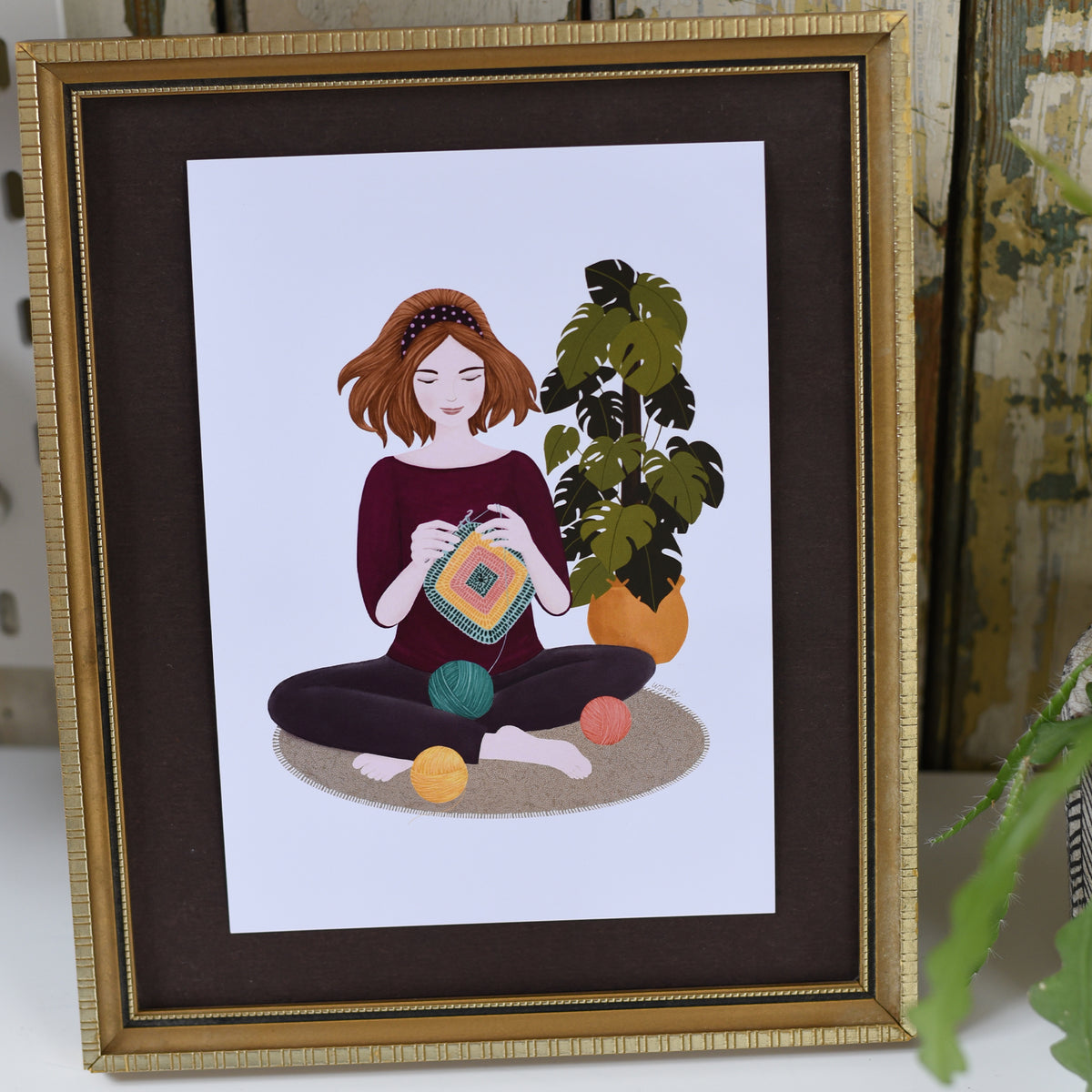 Crochet Girl Art Print A5 – blackelephant.uk